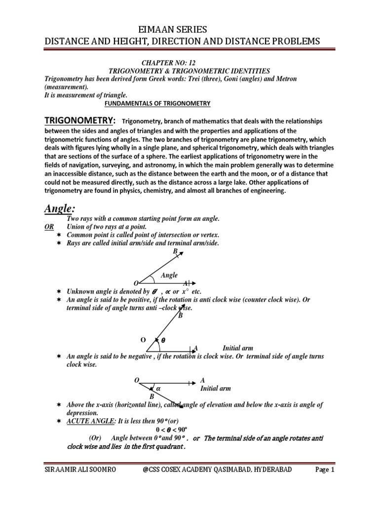 Direction and Distance Problems | PDF | Trigonometry | Triangle