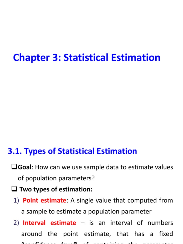 03 Chapter 3 Statistical Estimation Pdf Estimator Sample Size