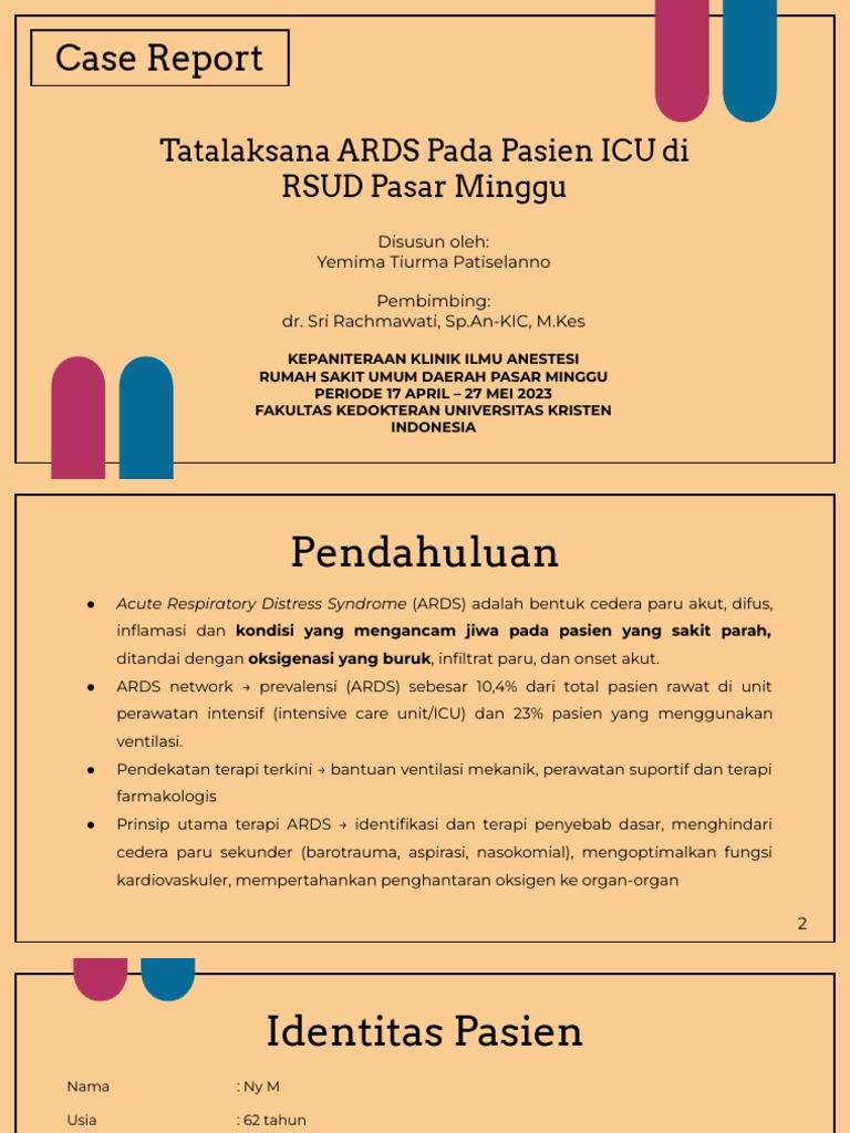 Case Report ARDS - Yemima Tiurma P - 2165050049 | PDF