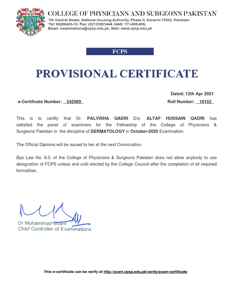 Provisional Certificate | PDF