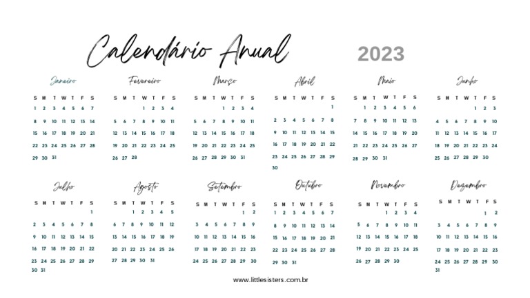Planner Little Sister 2023 - Calendário Anual Horizontal | PDF