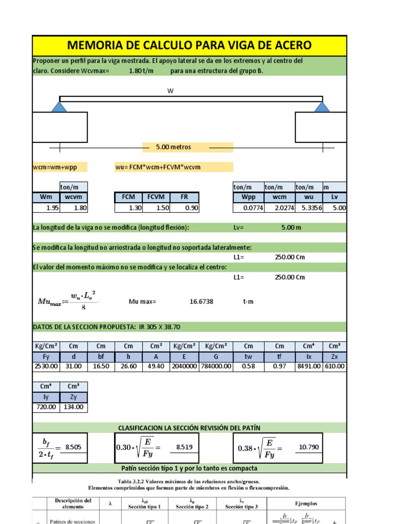 Memoria de Calculo de Viga | PDF | Ingeniería estructural | Mecánica de sólidos