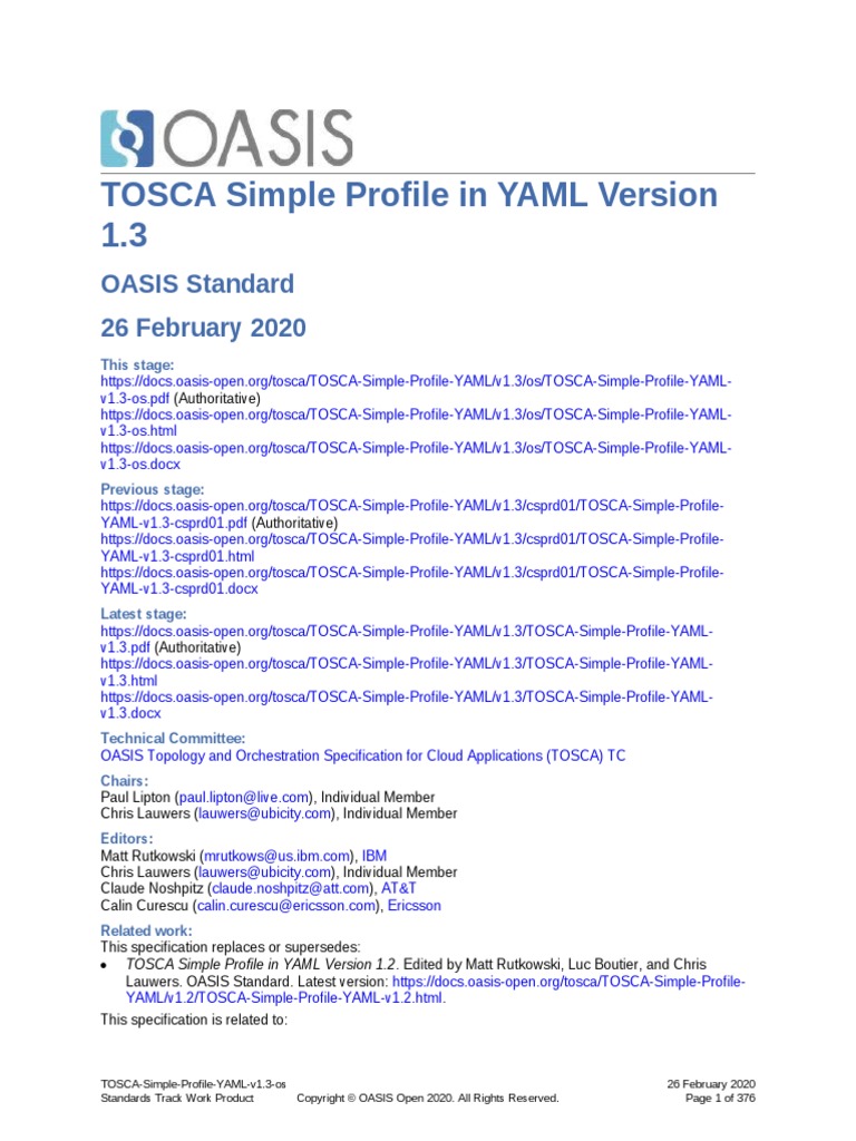 TOSCA Simple Profile YAML v1.3 Os | PDF | Xml | Application Software