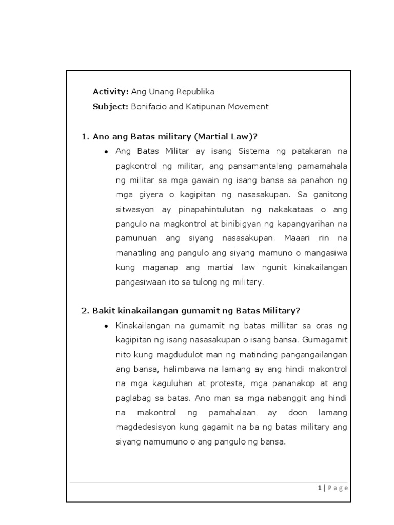 Ang Unang Republika | PDF