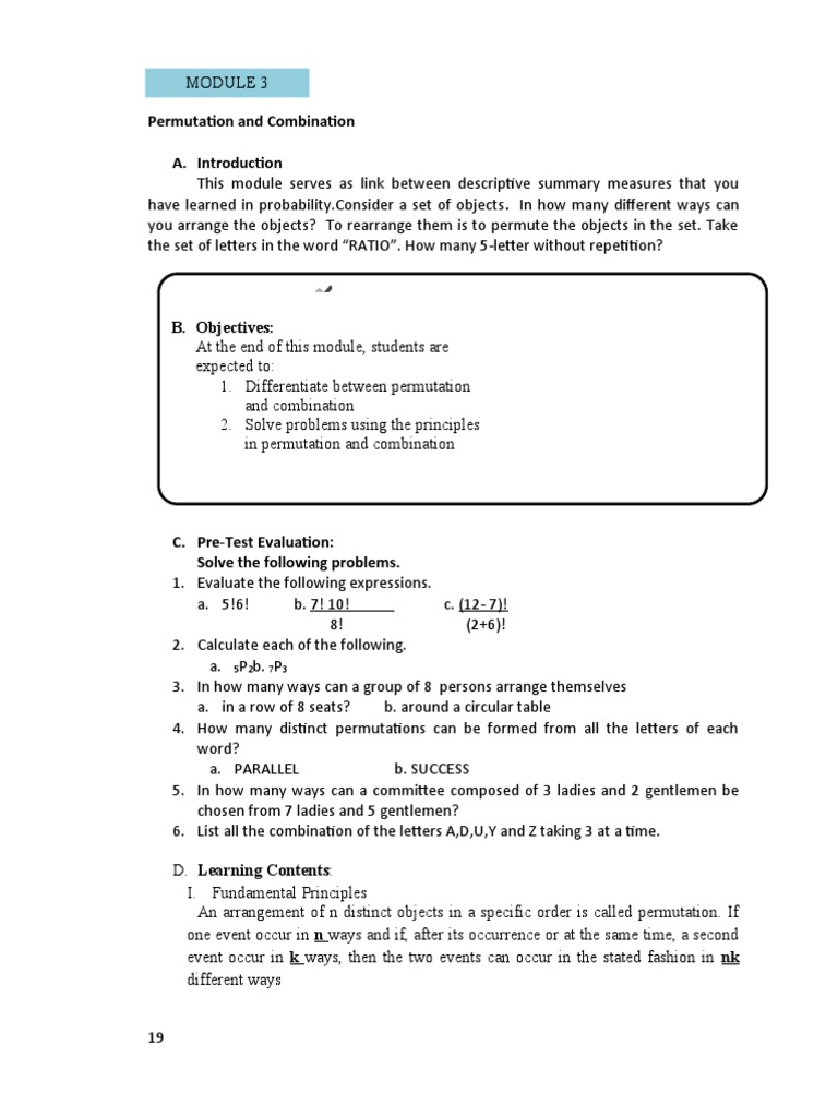 Module 3 - Permutation and Combination | PDF | Permutation | Mathematics