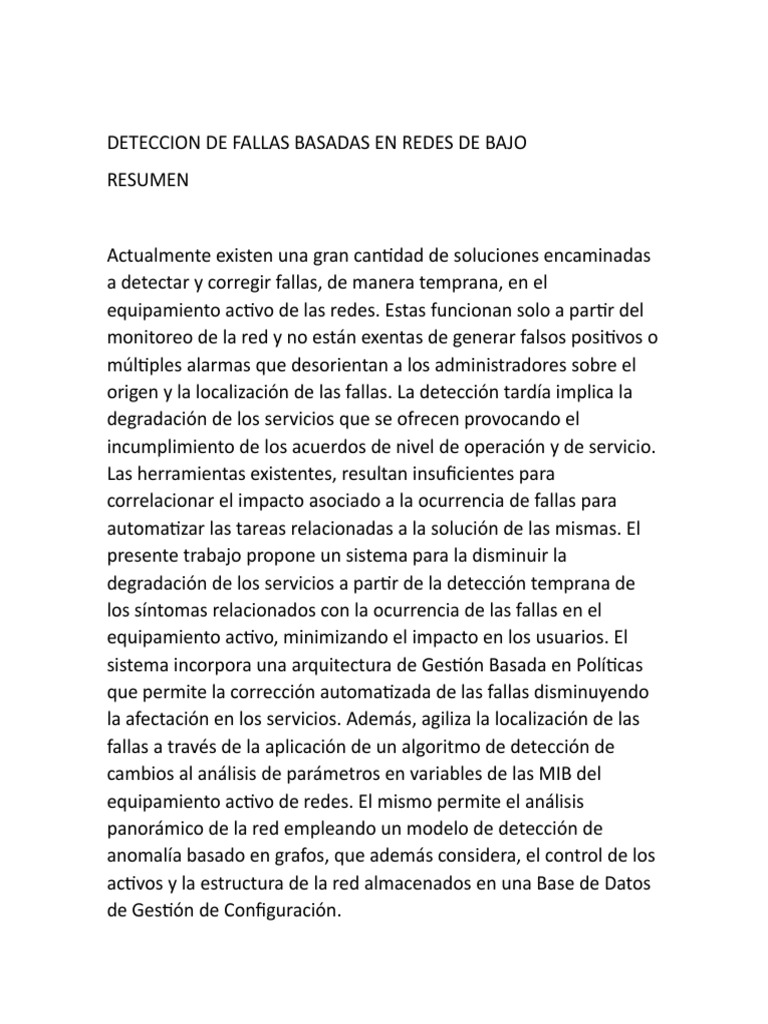 Gestión Automatizada de Fallas en Redes | PDF | Teoría de grafos ...