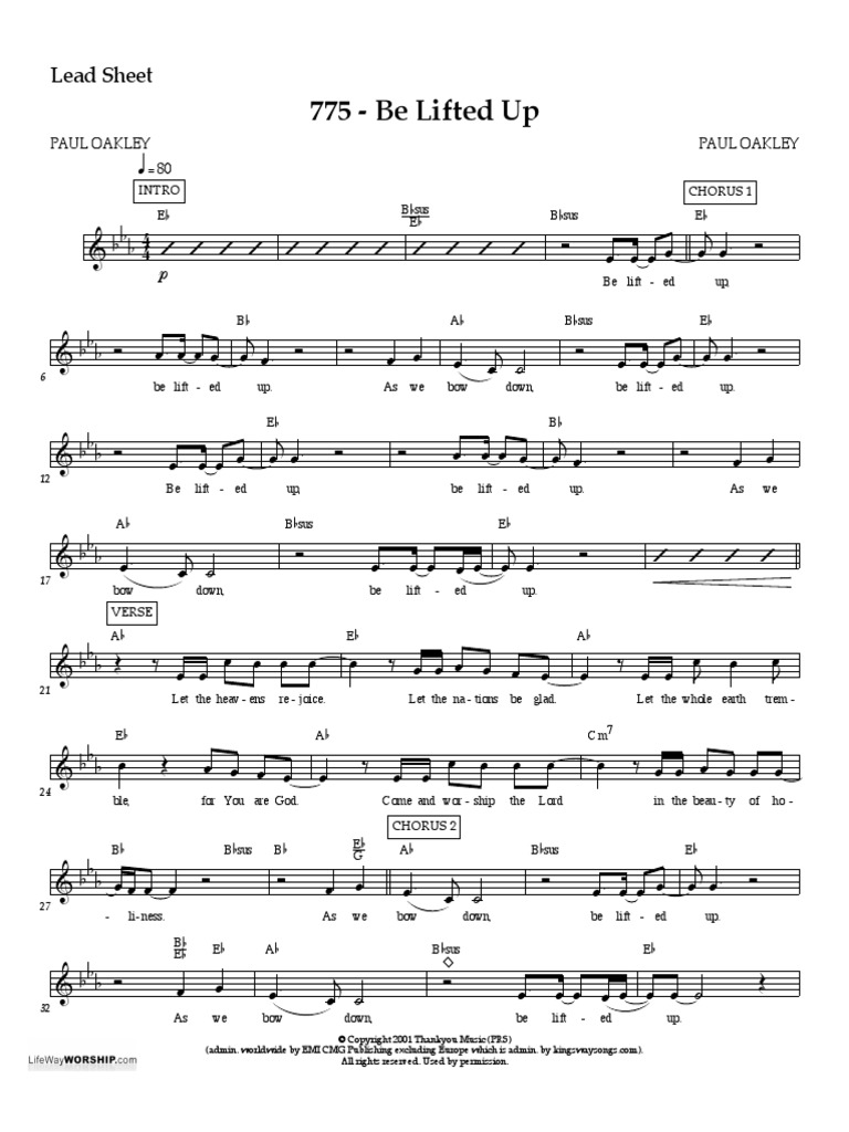 775 - Be Lifted Up: Lead Sheet | PDF