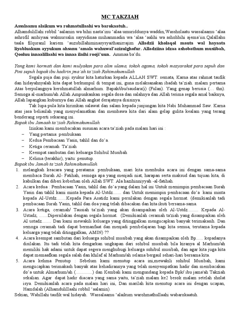 MC Protokol Takziah | PDF | Puisi