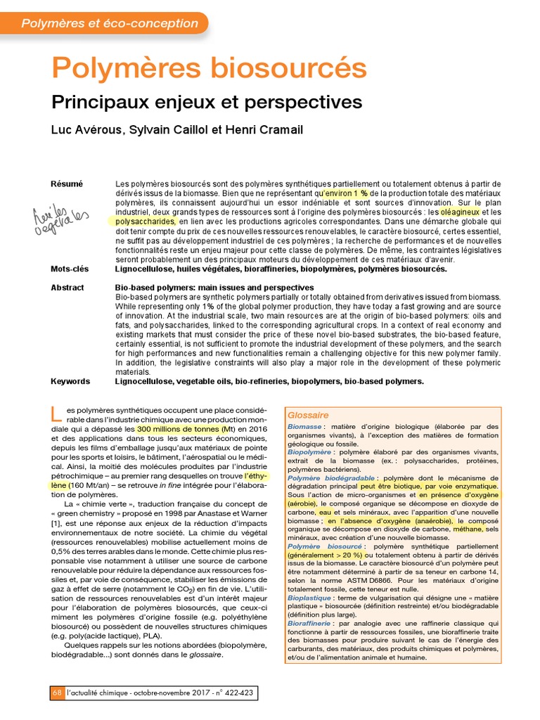 02 X AC Polymers Biosoucés | PDF | Polyester | Biomasse (énergie) 02 X AC Polymers Biosoucés | PDF | Polyester | Biomasse (énergie)