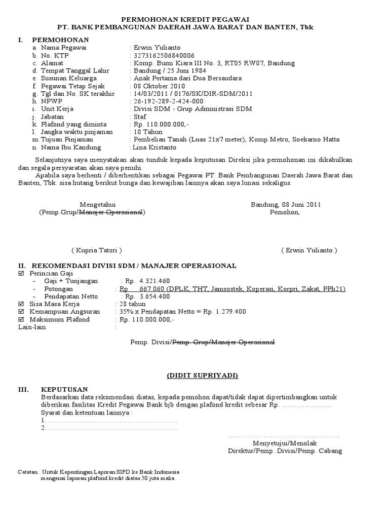 Formulir Pengajuan Kredit | PDF