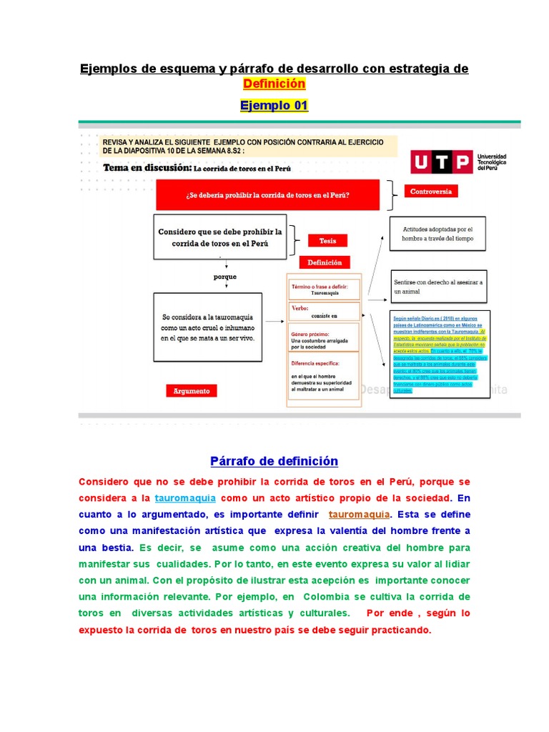 Modelo de Esquema de Cuadro y Párrafo de Desarrollo Con Estrategia de Definición | PDF