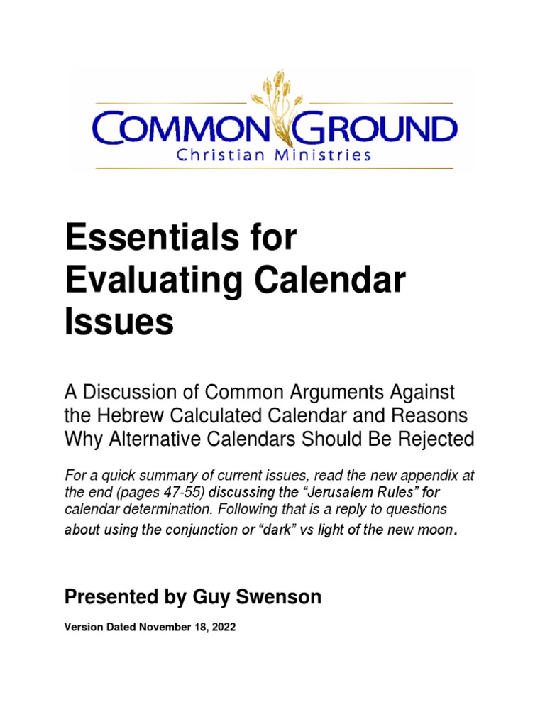 Essentials For Evaluating Calendar Issues - 2022 | PDF | Philosophy ...