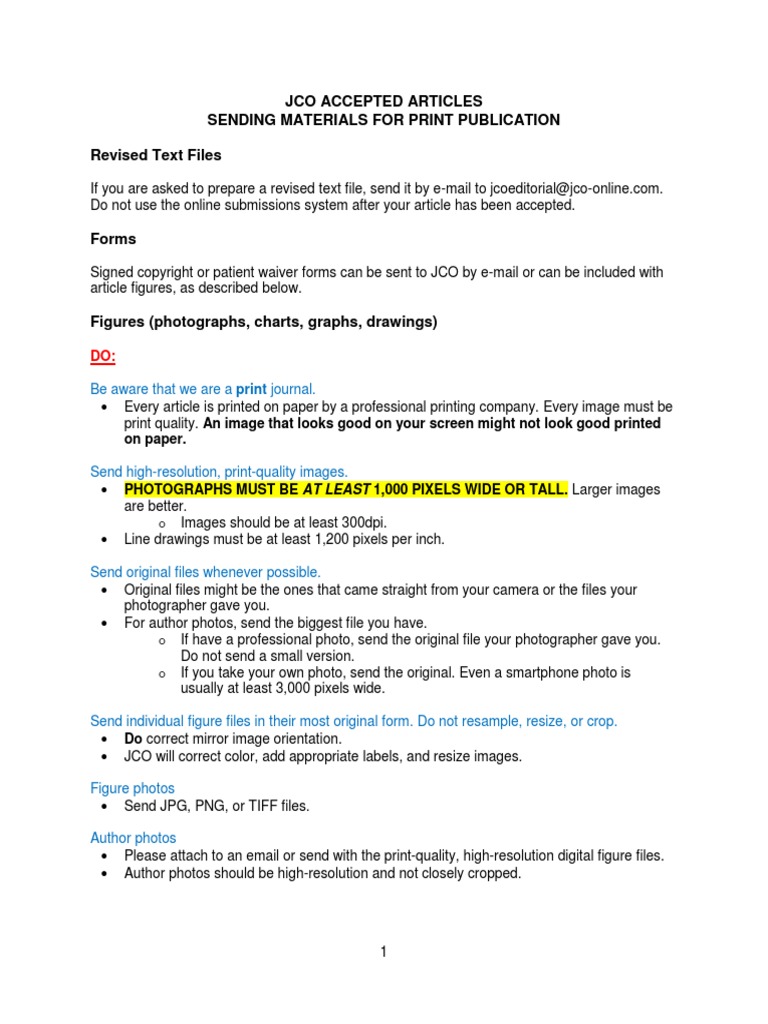 JCO Photo Submission Guidelines | PDF | Image Resolution | Photograph