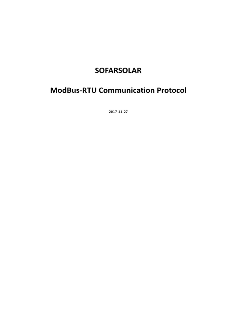 SOFARSOLAR ModBus-RTU Protocol Guide | PDF | Power Inverter | Electronics