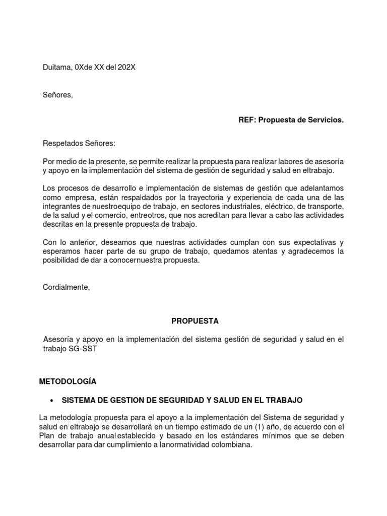 Propuesta de Servicios SG-SST | PDF
