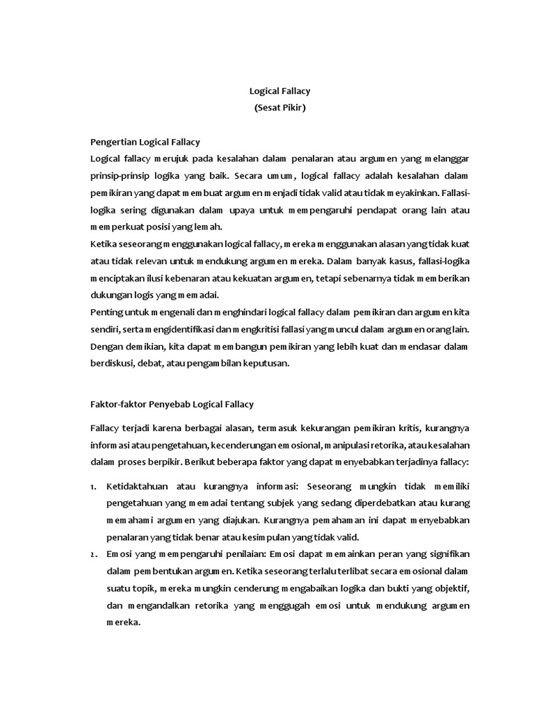 Logical Fallacy | PDF | Sains & Matematika