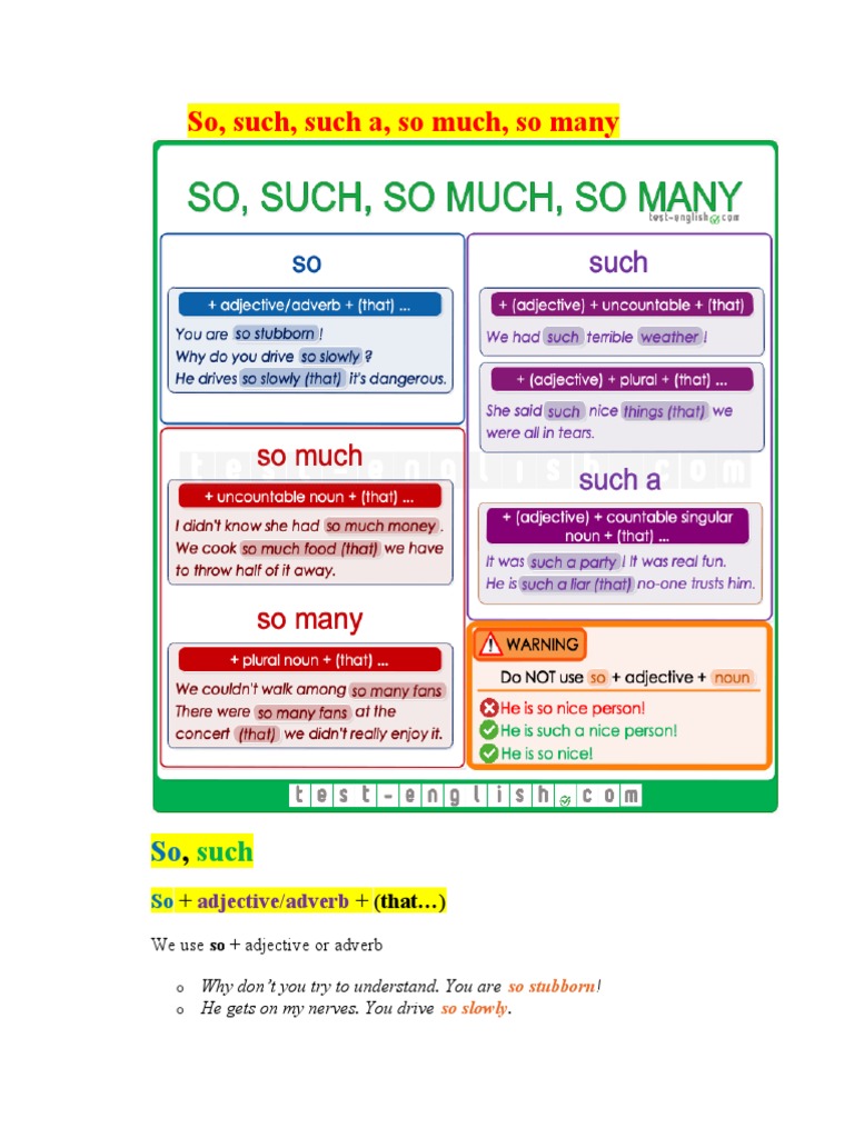 So, Such | PDF | Noun | Adjective