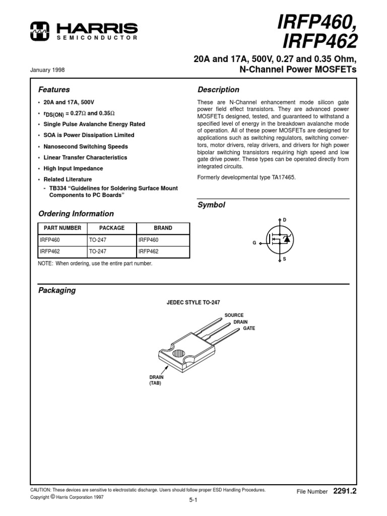 Irfp 462 | PDF | Field Effect Transistor | Mosfet