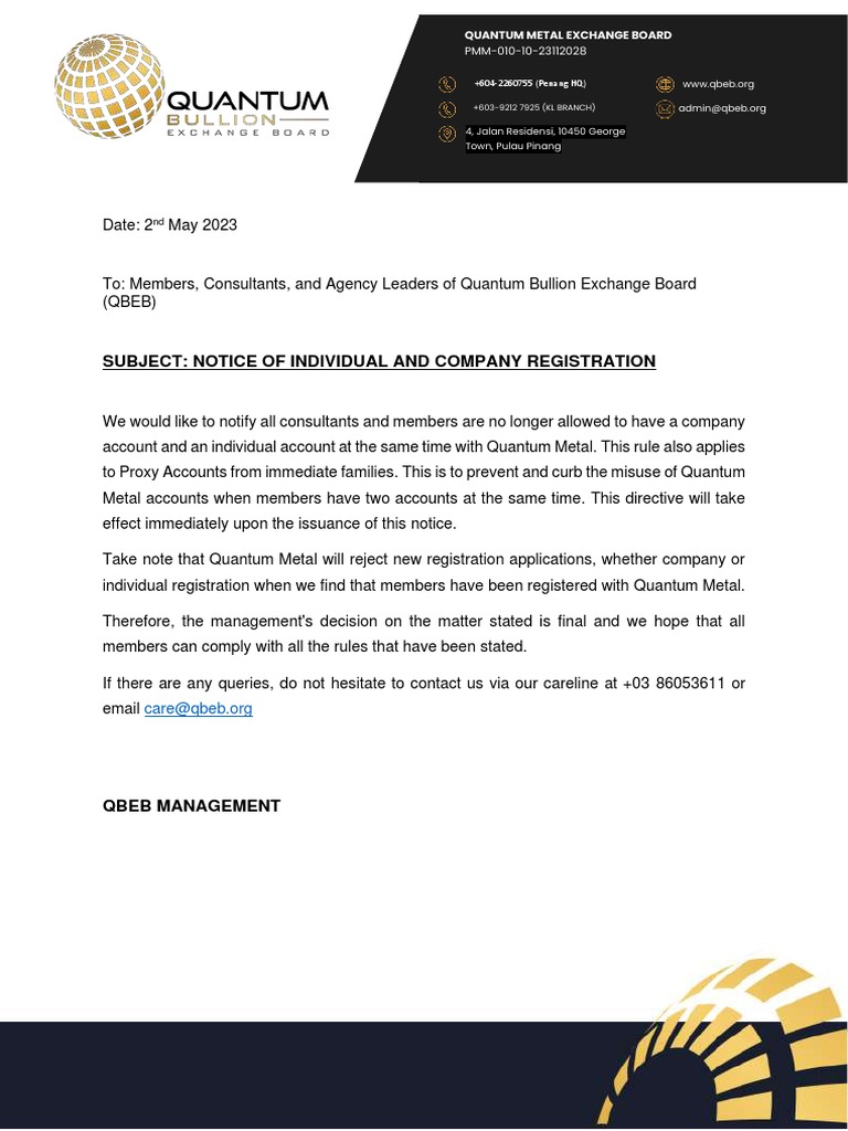 Notice of Individual and Company Registration - V2 | PDF