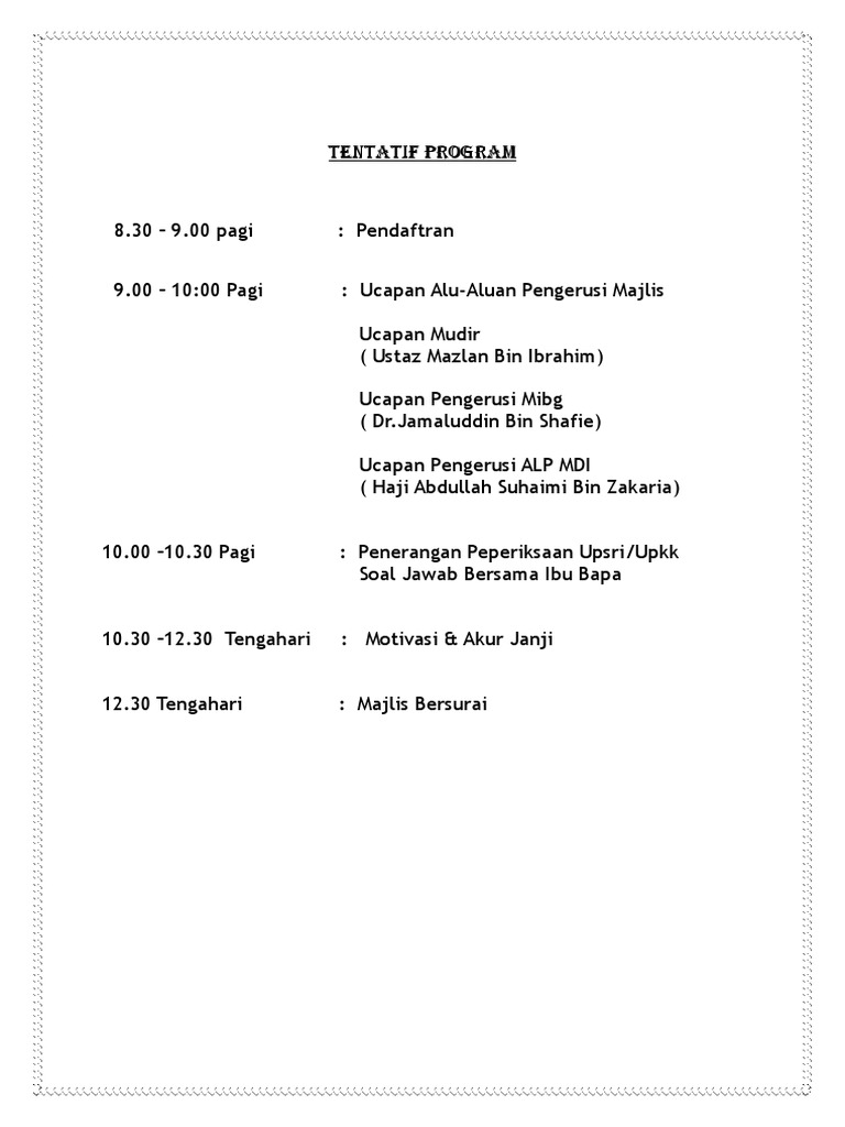 Tentatif Program | PDF