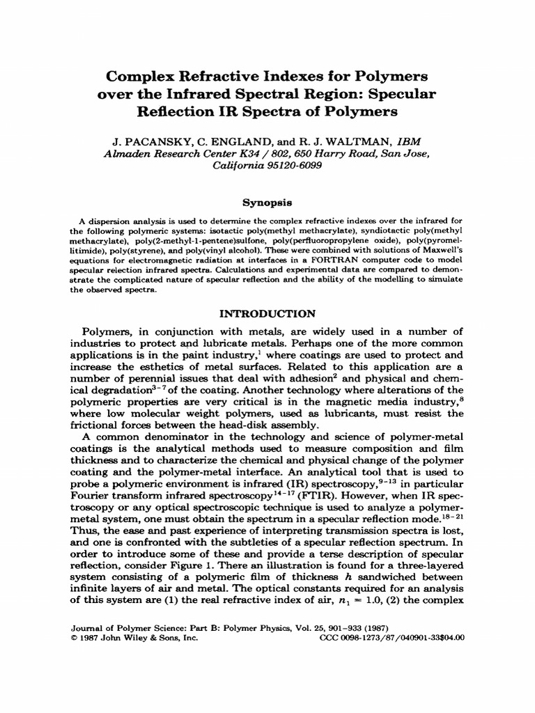 Specular Reflection IR Spectra o | PDF | Infrared Spectroscopy ...