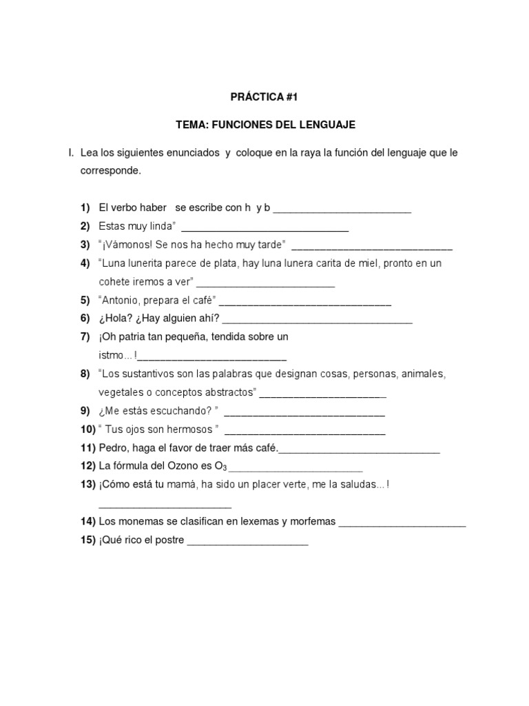 Práctica de las funciones del lenguaje | PDF