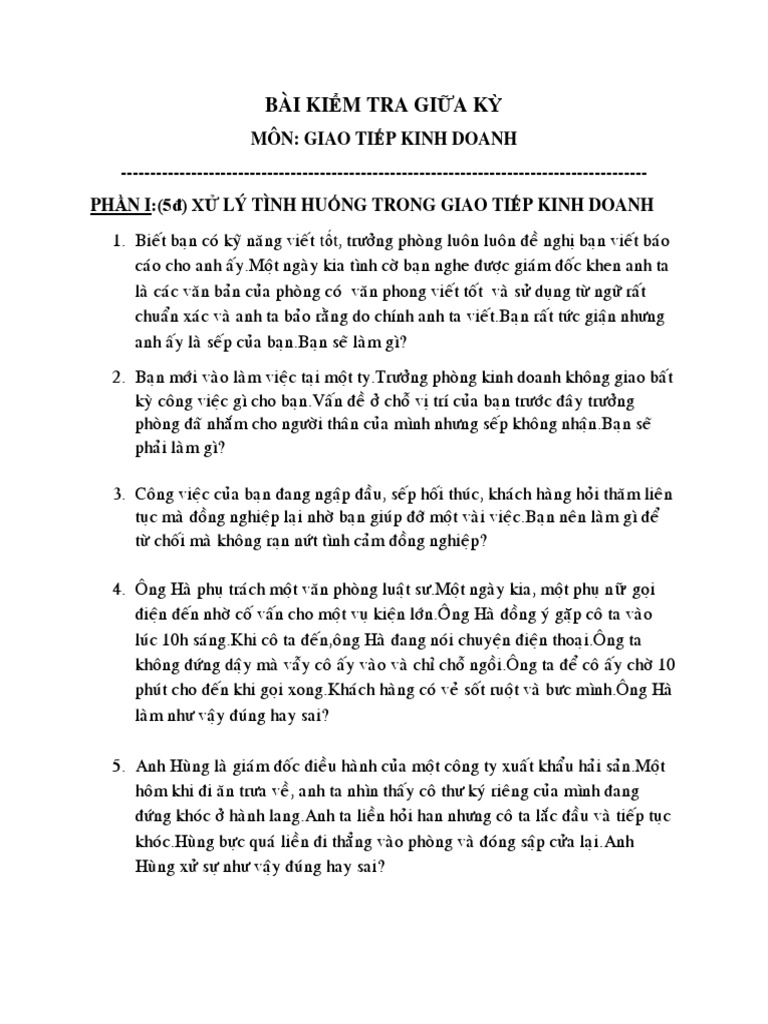 BÀI KIỂM TRA GIỮA KY.GTKD.2023 | PDF