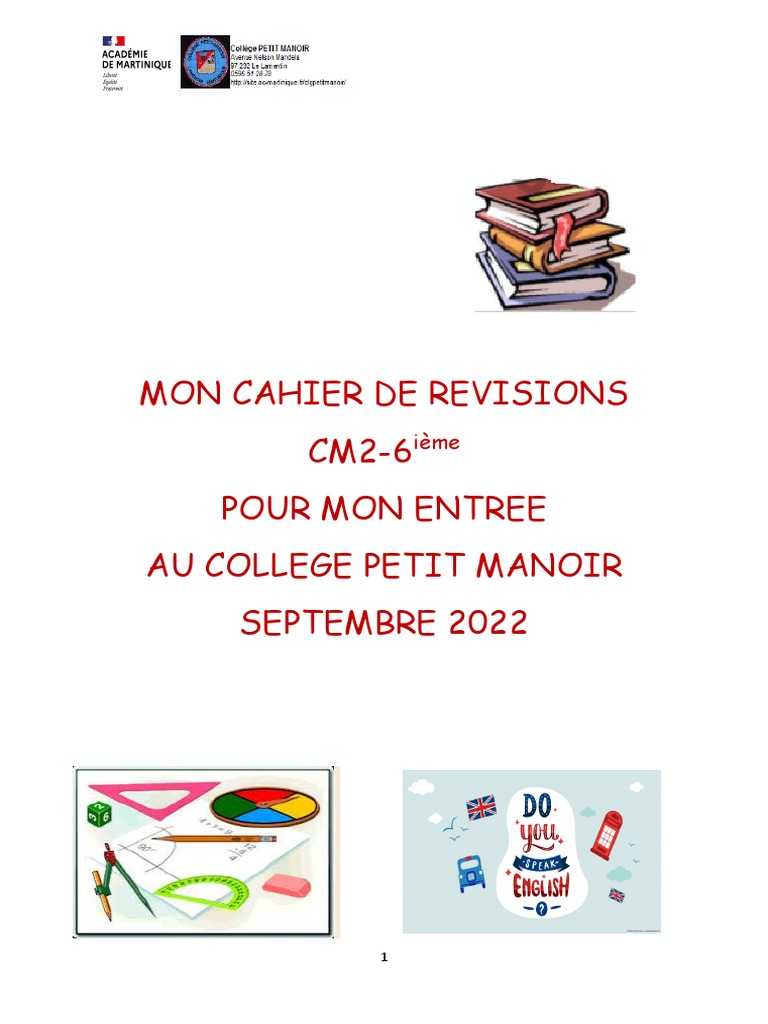 Révisions CM2 pour le Collège Petit Manoir | PDF | Verbe | Phrase