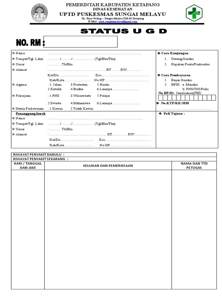 Kartu Status Pasien Ugd 2020 | PDF