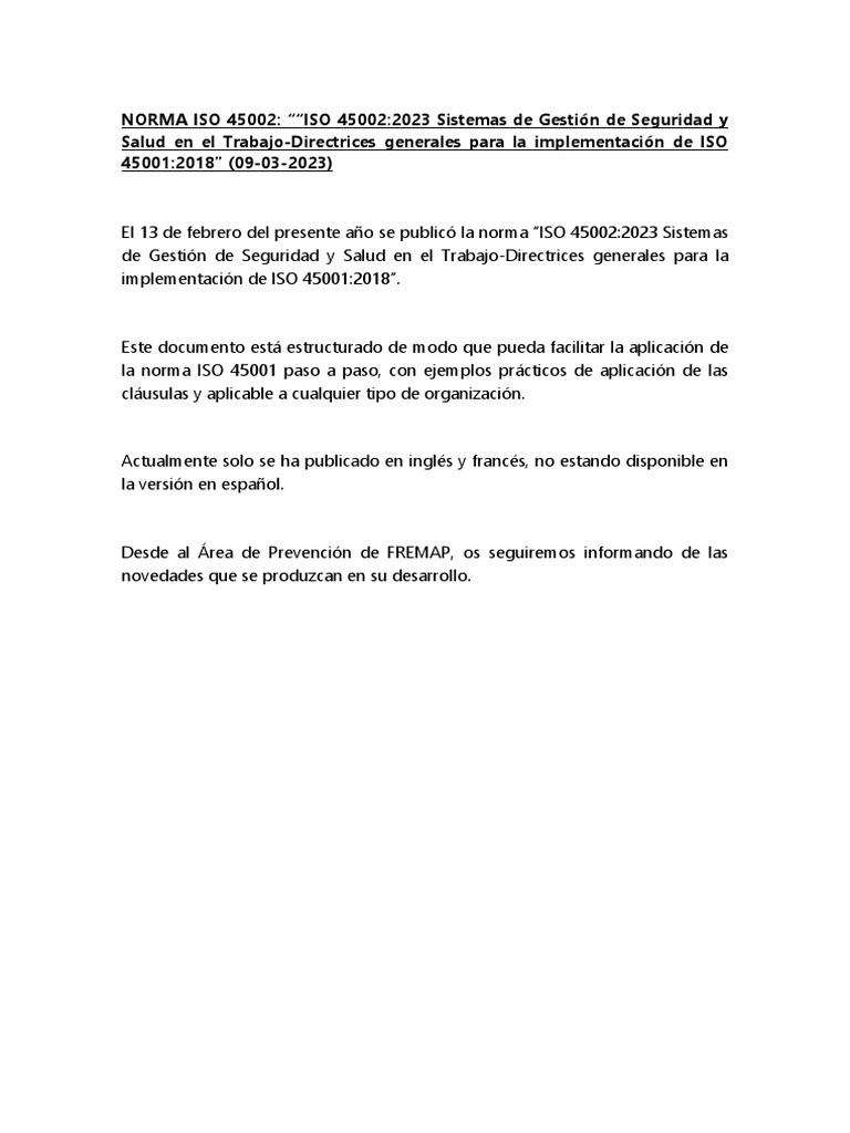 Guía ISO 45002: Implementación 2023 | PDF | Informática