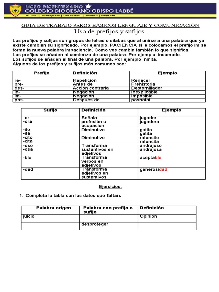Uso de Prefijos y Sufijos en Español | PDF | Palabra | Lexicología