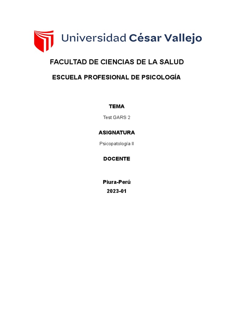 Copia de INFORME GARS 2S | PDF | Espectro autista | Comunicación