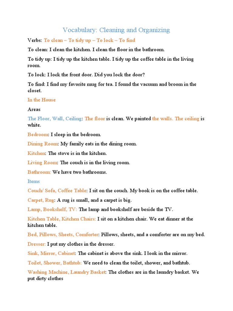 Vocabulary at The House | PDF | Room | Bathroom