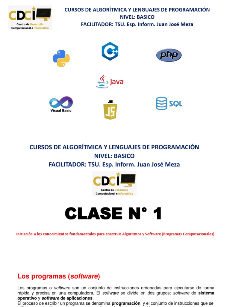 Cursos de Algorítmica y Lenguajes de Programación (CLASE 1) | PDF