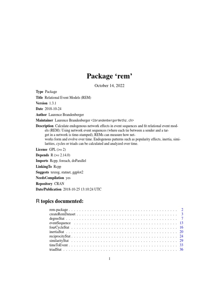 Package Rem R Topics Documented Pdf Data Type Boolean Data Type 