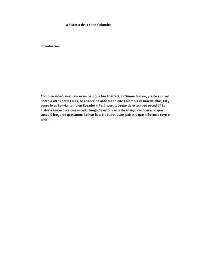 La Historia de La Gran Colombia | PDF La Historia de La Gran Colombia | PDF