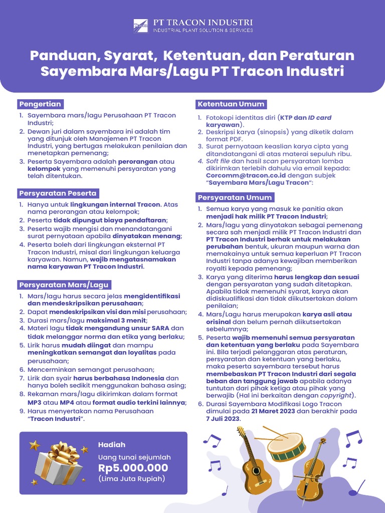(v.5.2) Poster Sayembara Mars Atau Lagu Tracon | PDF | Teknologi & Rekayasa