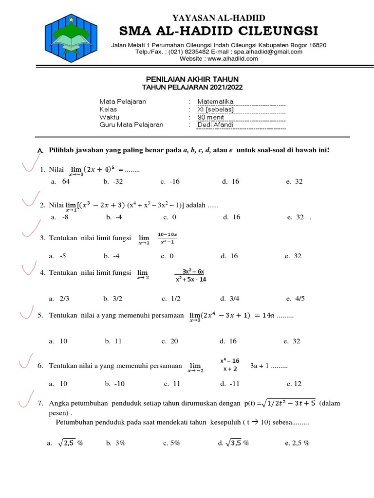 Pat Sma MTK Kelas 11......... 2 | PDF | Metode & Bahan Ajar