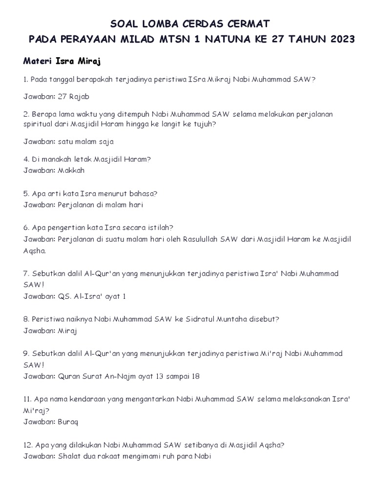Soal Lomba Cerdas Cermat | PDF
