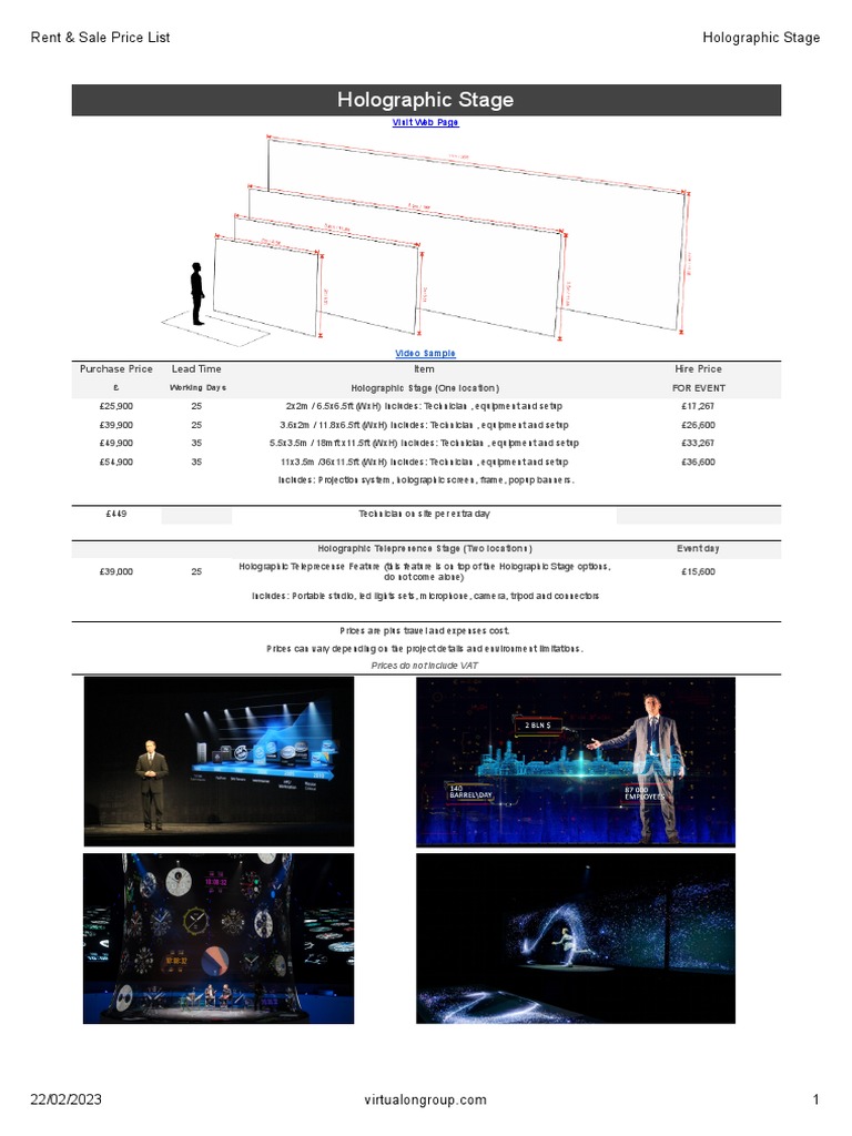 Holographic Stage Rental & Sale Prices | PDF