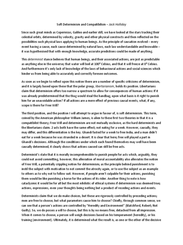 Soft Determinism and Compatibilism | PDF | Free Will | Determinism