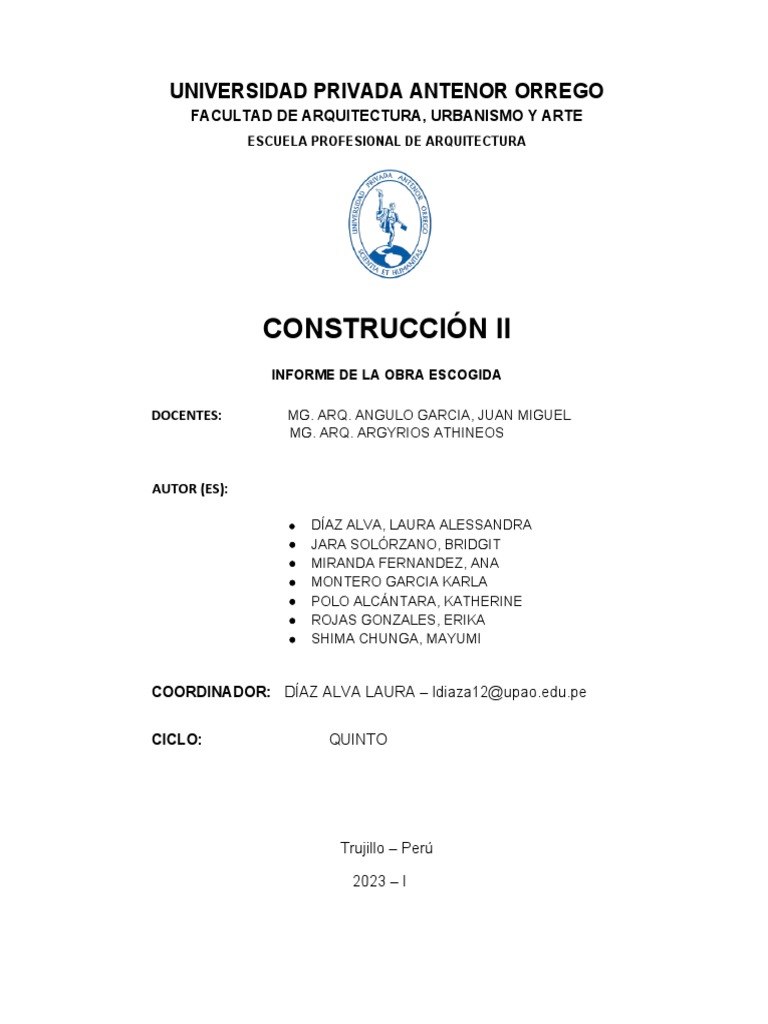Informe Construccion | PDF | Hormigón | Ladrillo