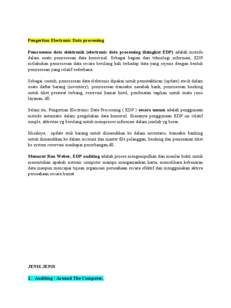 Definisi Dan Jenis Audit Edp | PDF Definisi Dan Jenis Audit Edp | PDF