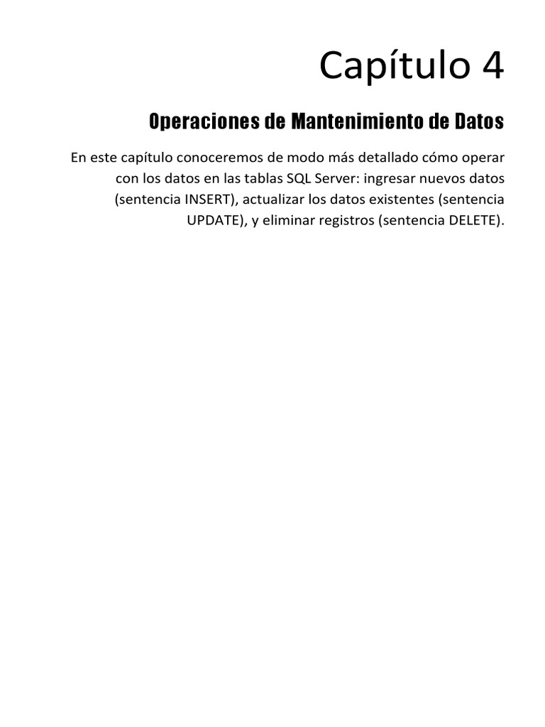 EDGARD LUCHO 1 - SQL_BÁSICO_Cap04-V2-Mantenimiento de Datos | PDF | SQL | Informática