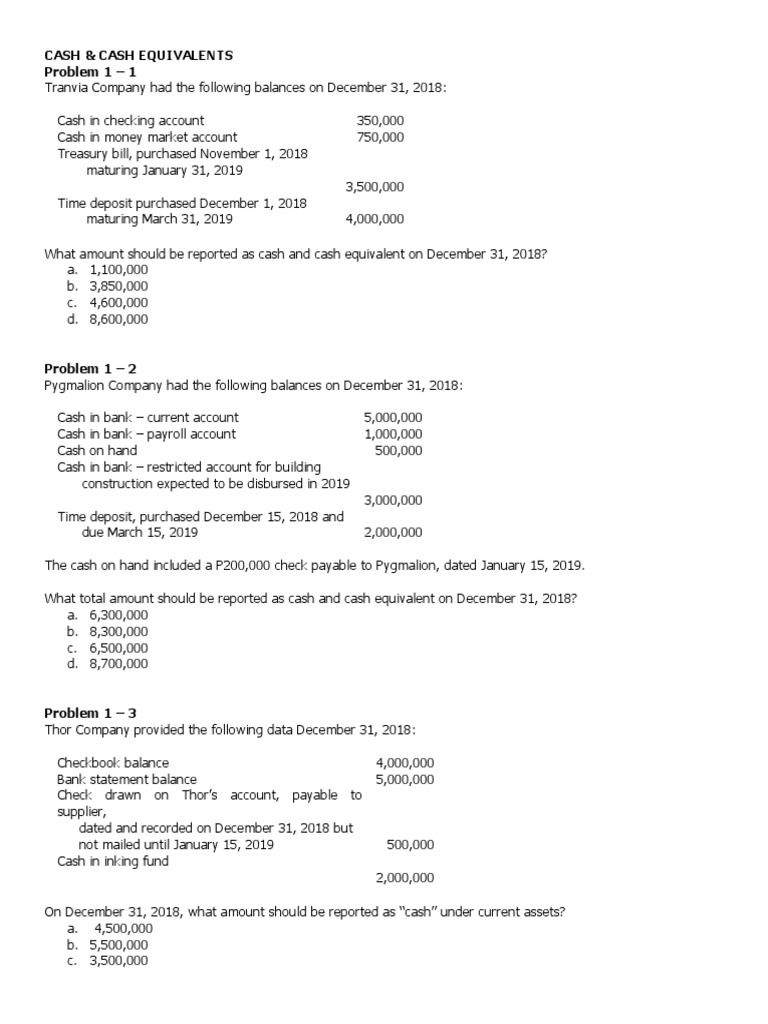 Cash and Cash Equivalents Analysis | PDF | Business | Finance & Money ...