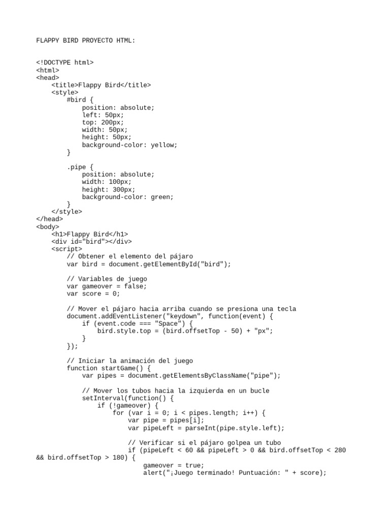 Flappy Bird Proyecto HTML | PDF