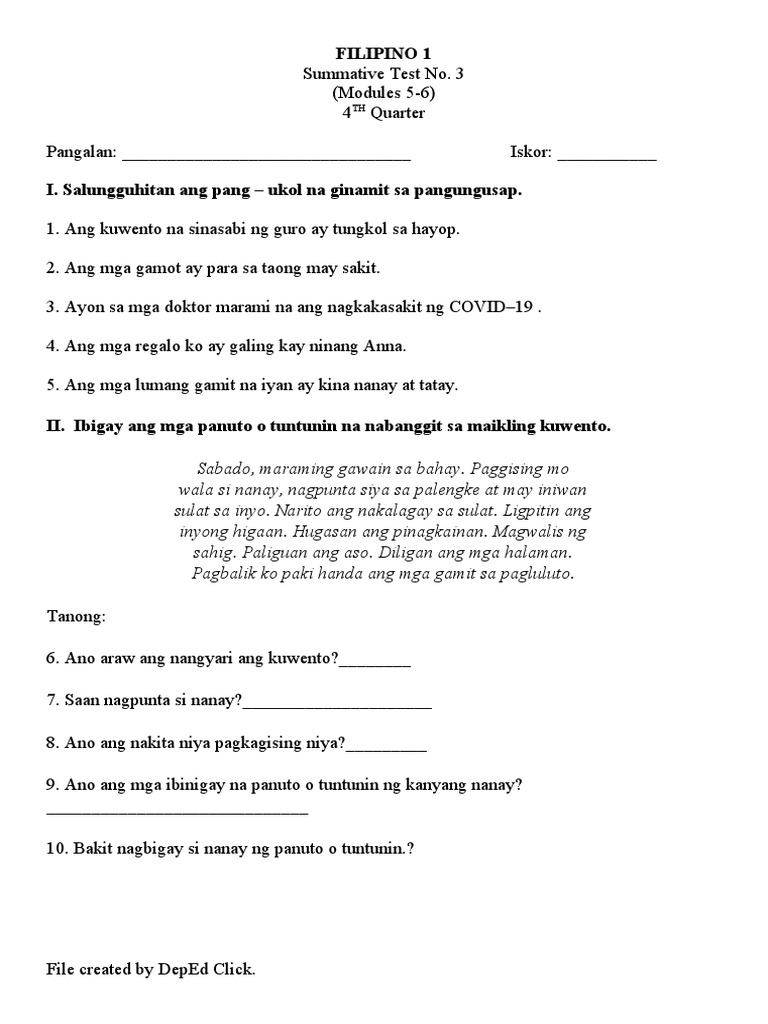 Fil 1 - Q4 - ST3 | PDF