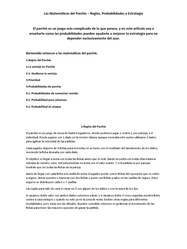 Las Matemáticas del Parchís | PDF | Probabilidad
