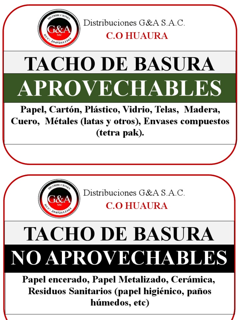 ROTULOS TACHOS DE BASURA ESTACIONAMIENTO 2023 | PDF