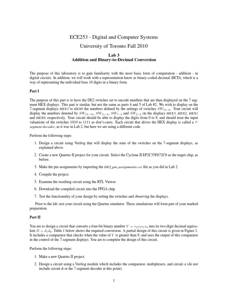 Lab 3 | PDF | Binary Coded Decimal | Electronic Circuits